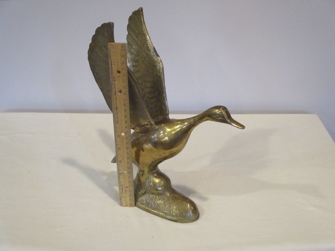 Large Brass Flying Duck,large Brass Flying Goose,brass Duck Figurine ...