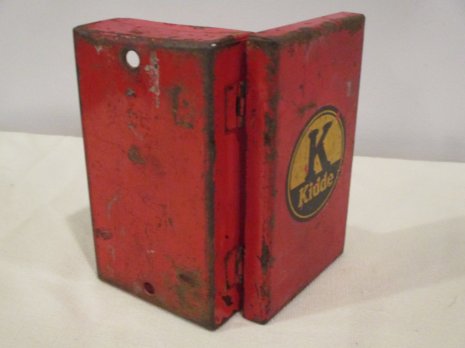 Small Red Metal Box,industrial Metal Box,salvage Metal Box,rustic Metal ...