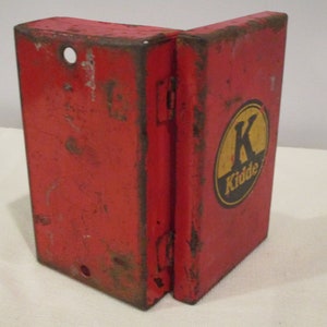 Small Red Metal Box,industrial Metal Box,salvage Metal Box,rustic Metal ...