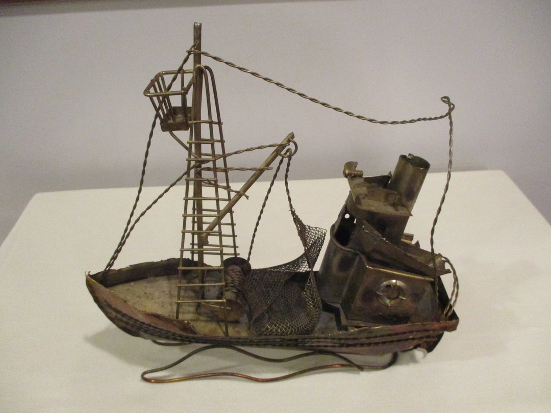 Metal Boat Sculpture,metal Fishing Trawler,tin Metal Boat Sculpture,tin ...