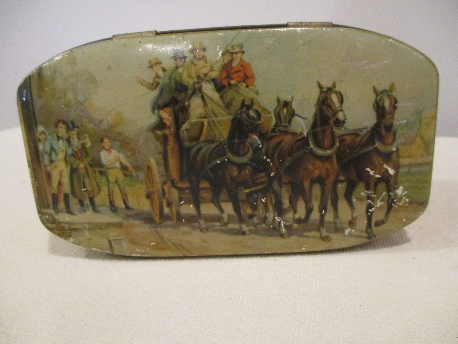 3 Small English Tins,hinged Lid Tin,biscuit Tin,english Carriage ...