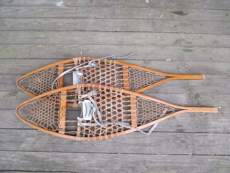 Wood Snow Shoes,maine Snowshoes,l L Bean Snow Shoes,michigan Style Snow ...