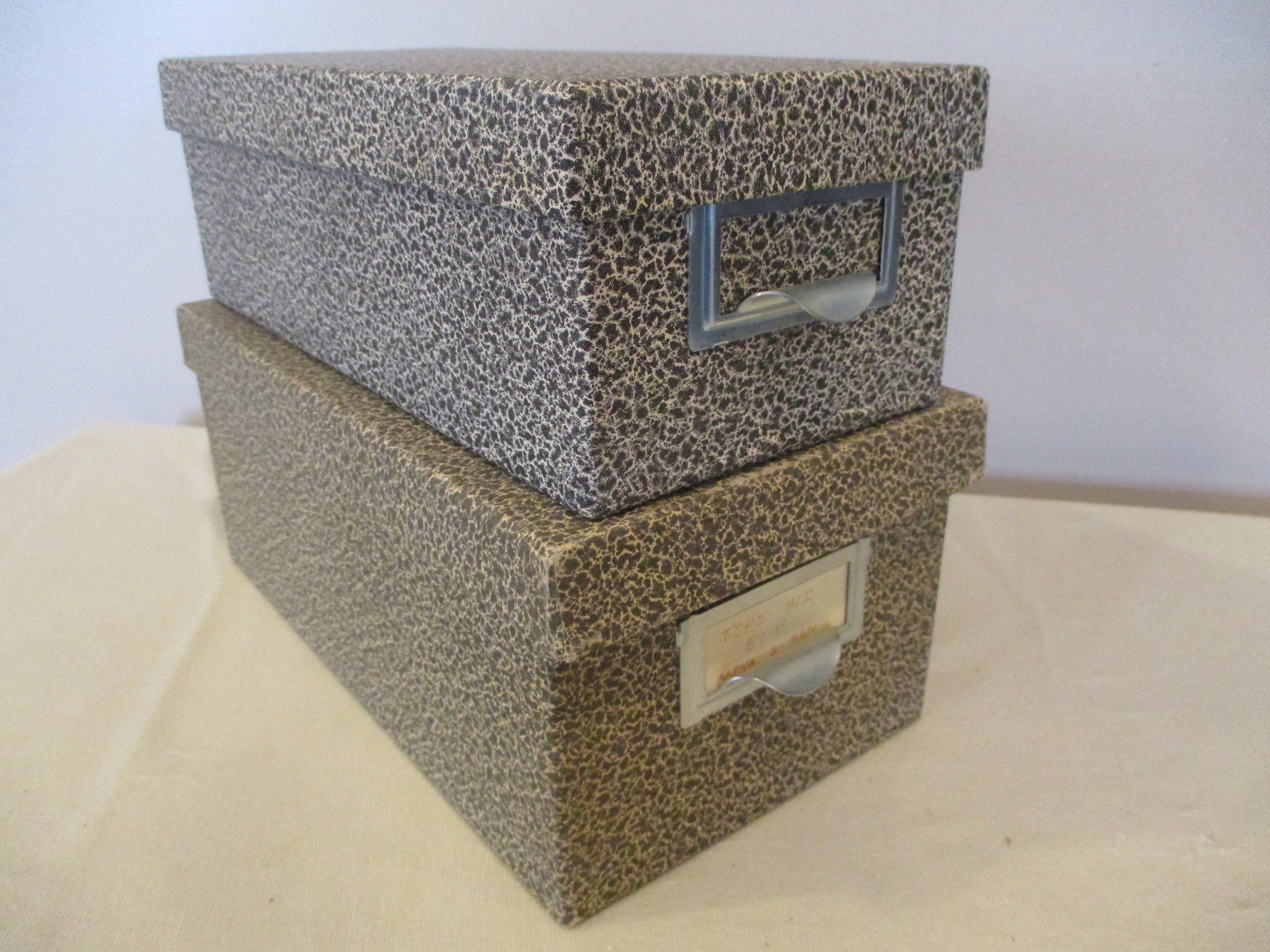 2 Black and White Index File Card Boxesfile Boxvintage - Etsy