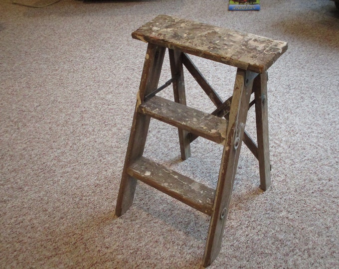 Wood Step Ladder,small Step Ladder,photo Prop,plant Stand,step Stool ...