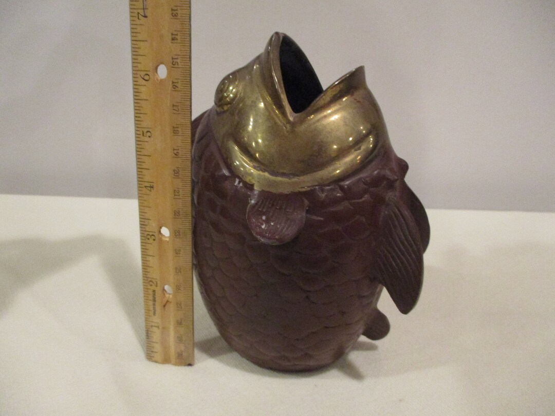 Brass Open Mouth Fish,koi Fish Vase,open Mouth Koi Fish,cottage Decor ...