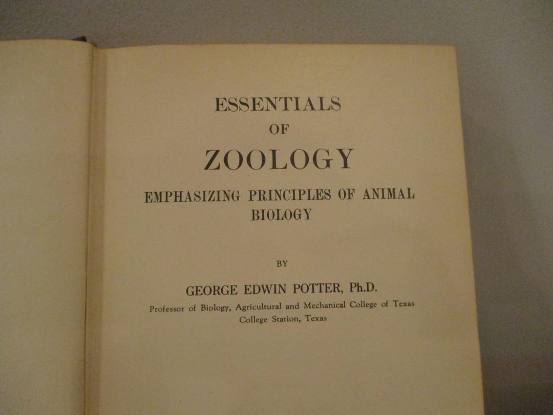 1946 Zoology Textbook,essentials of Zoology by Poter,animal Biology ...