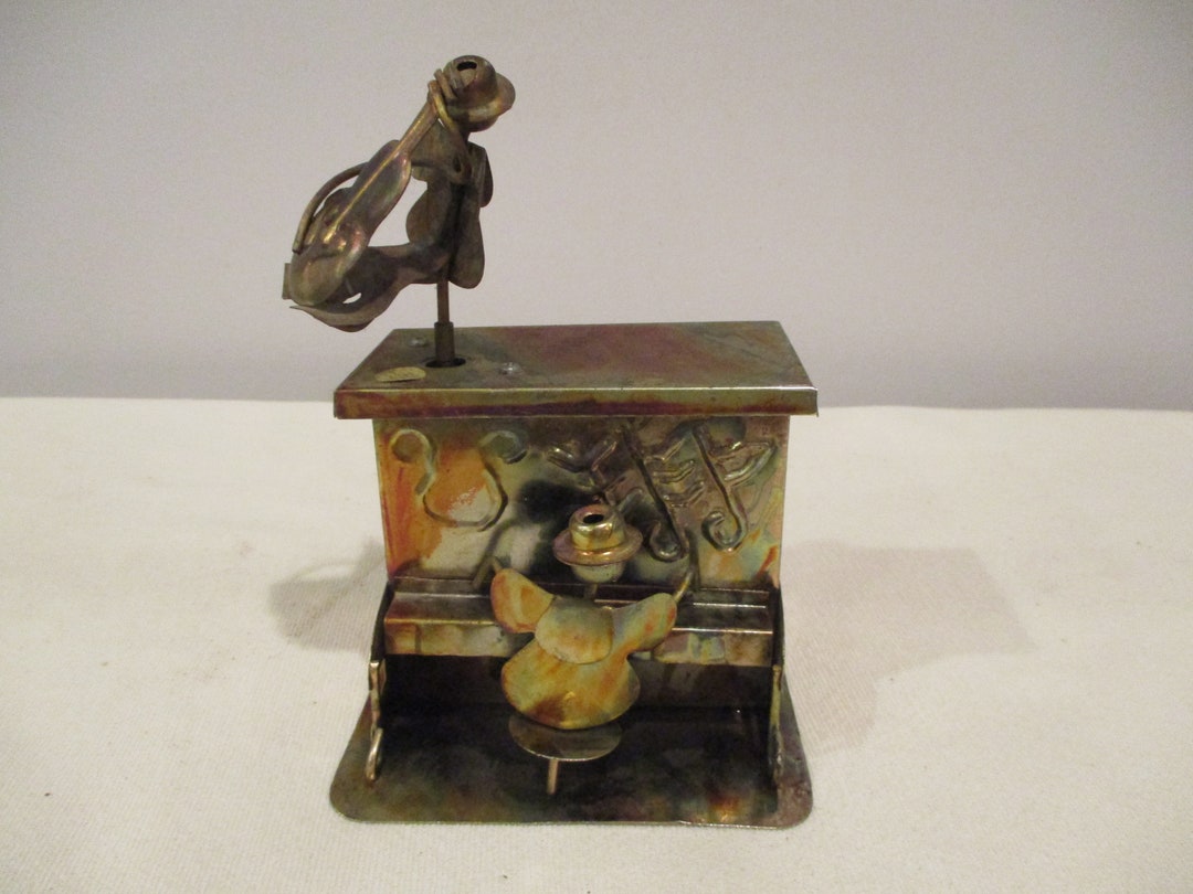 Piano Tin Copper Sculpture Music Box,copper Color Metal Sculpture,love ...