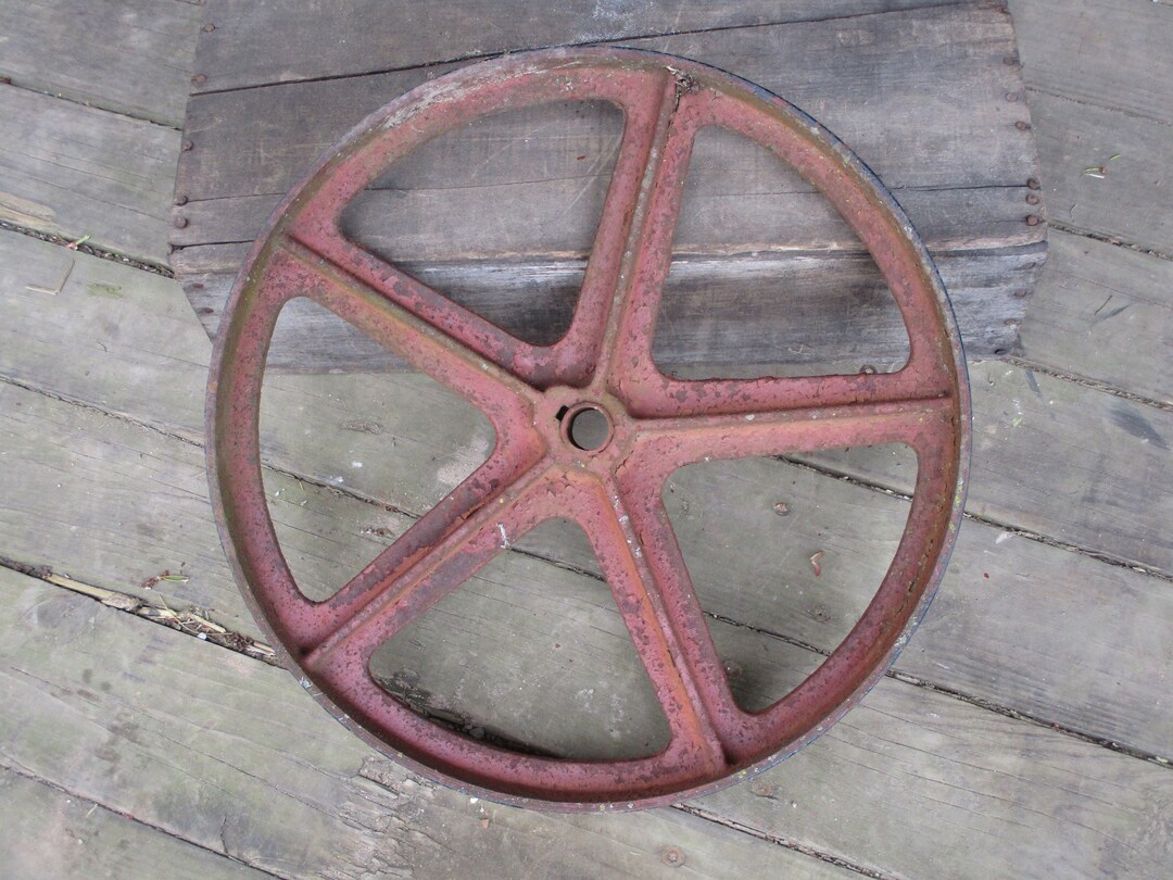Large Salvage Cast Iron Wheel,rusty Gear Belt Pulley Wheel,salvage Farm ...