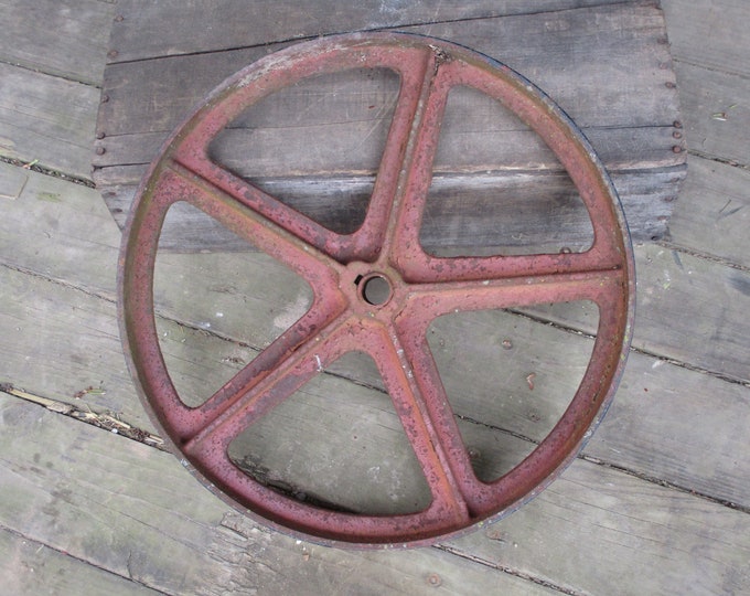 Large Salvage Cast Iron Wheel,rusty Gear Belt Pulley Wheel,salvage Farm ...