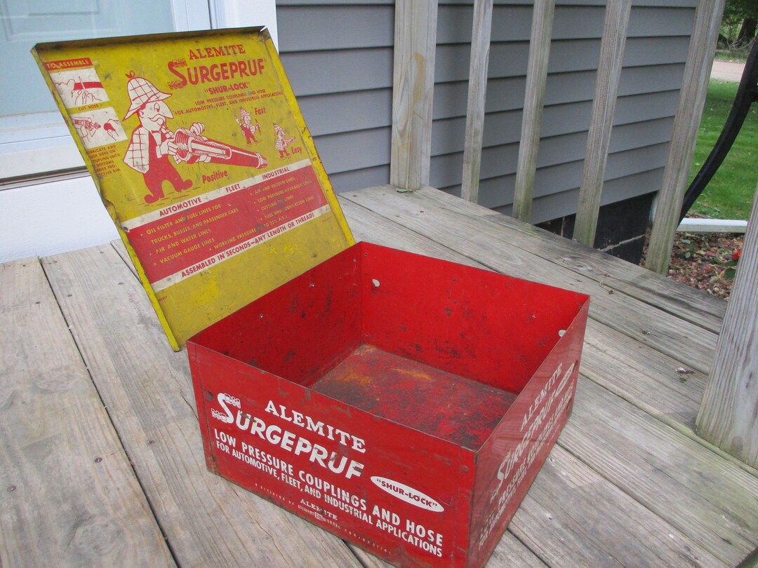 Alemite Surgepruf Metal Advertising Box,gas Station Service Display ...