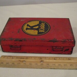 Small Red Metal Box,industrial Metal Box,salvage Metal Box,rustic Metal ...