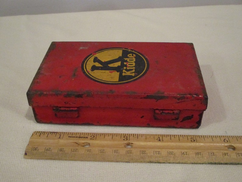 Small Red Metal Box,industrial Metal Box,salvage Metal Box,rustic Metal ...