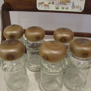Wood Spice Rack With 6 Spice Jars,country Spice Rack,vintage Cooking ...