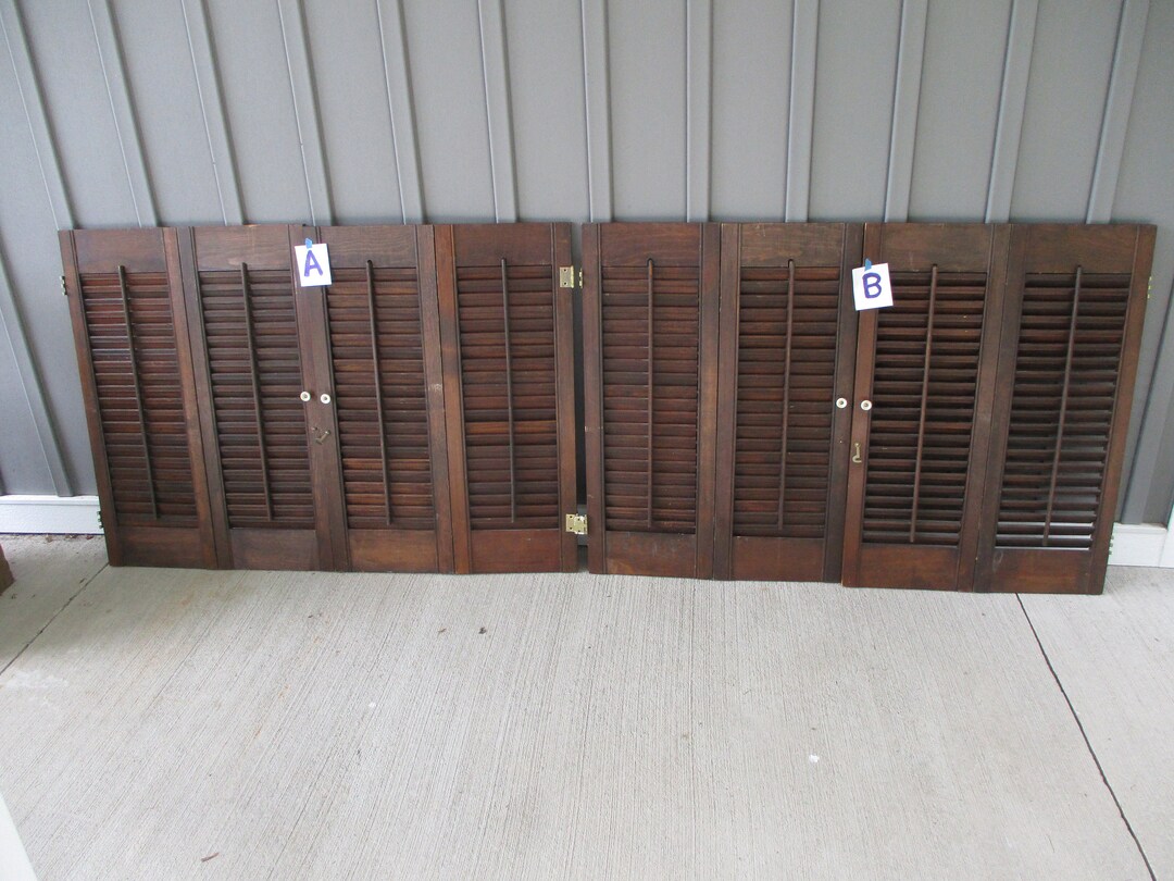 Wood Shutter Set,4 Louvered Interior Shutter Panels,merchandise Display ...