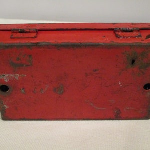 Small Red Metal Box,industrial Metal Box,salvage Metal Box,rustic Metal ...