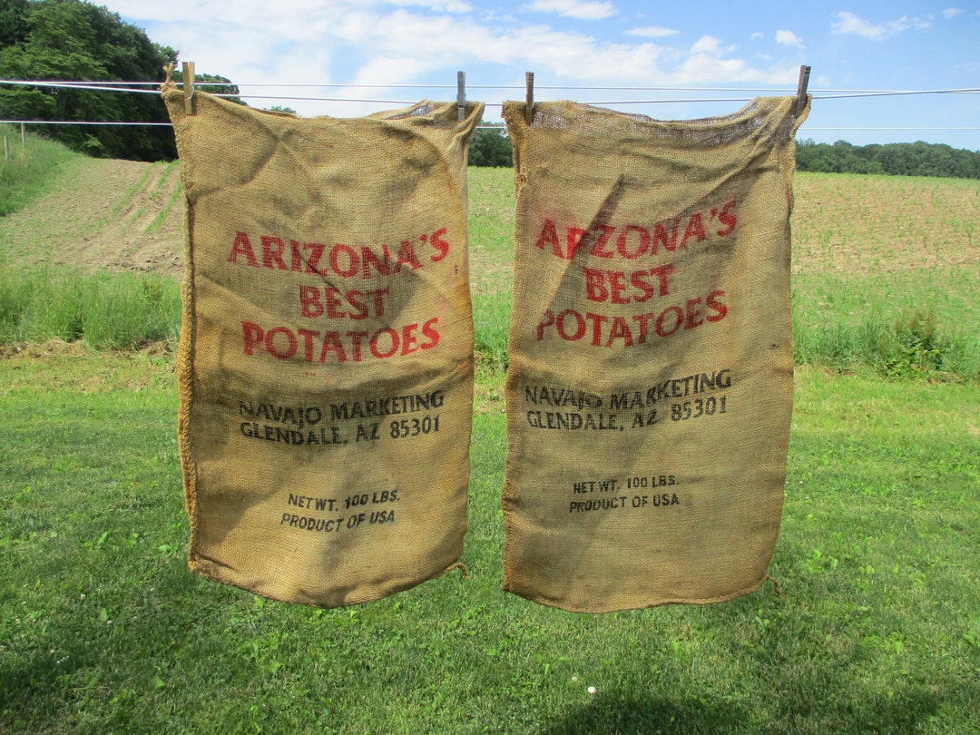 2 Burlap Potatoe Sacks,potatoe Farmer,barn Decor,burlap Sacks,arizona ...