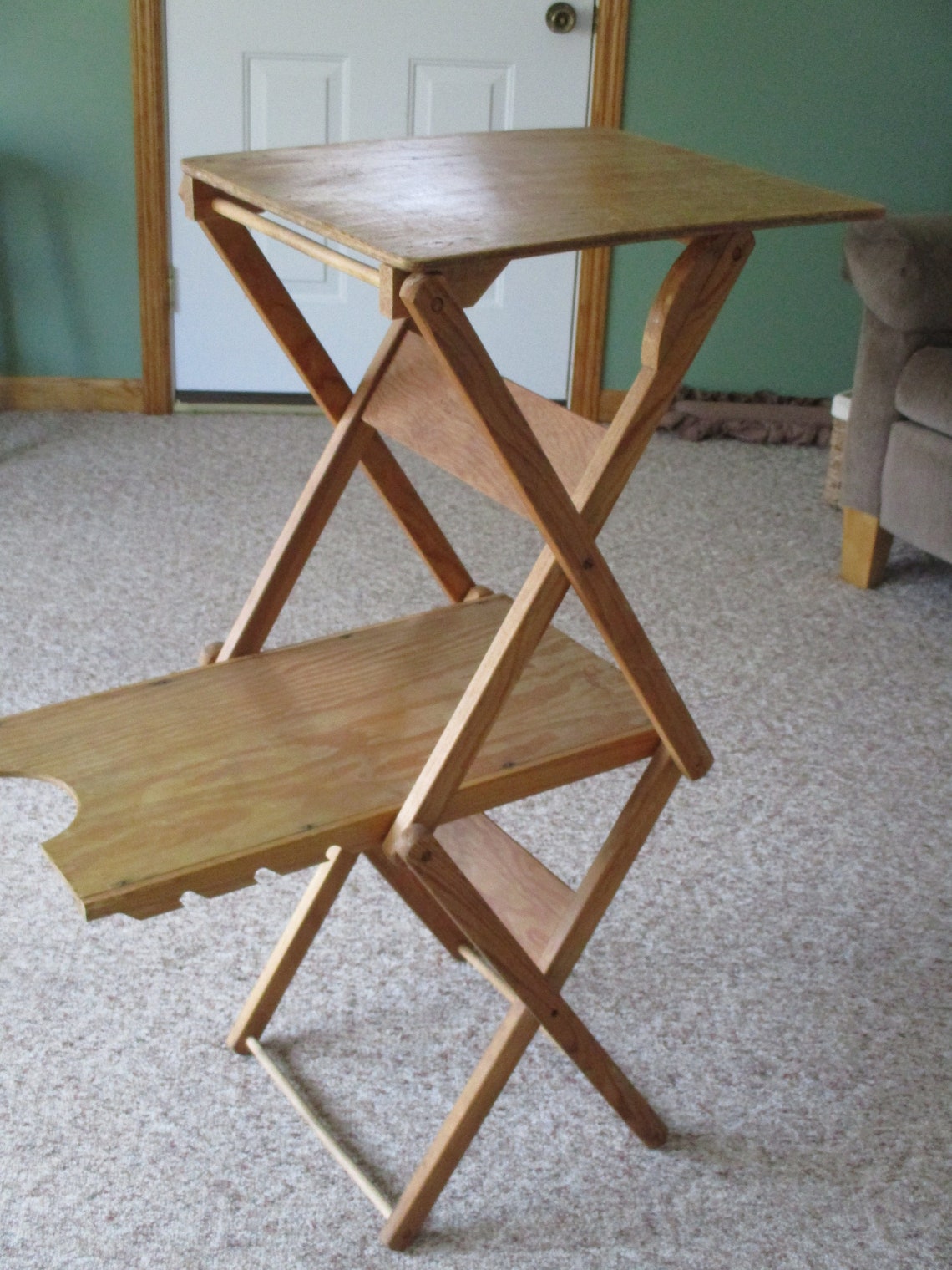 2 Tier Folding Tablewood Tiered Plant Standcollapsible - Etsy