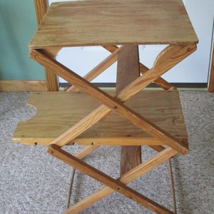2 Tier Folding Table,wood Tiered Plant Stand,collapsible Table,display ...