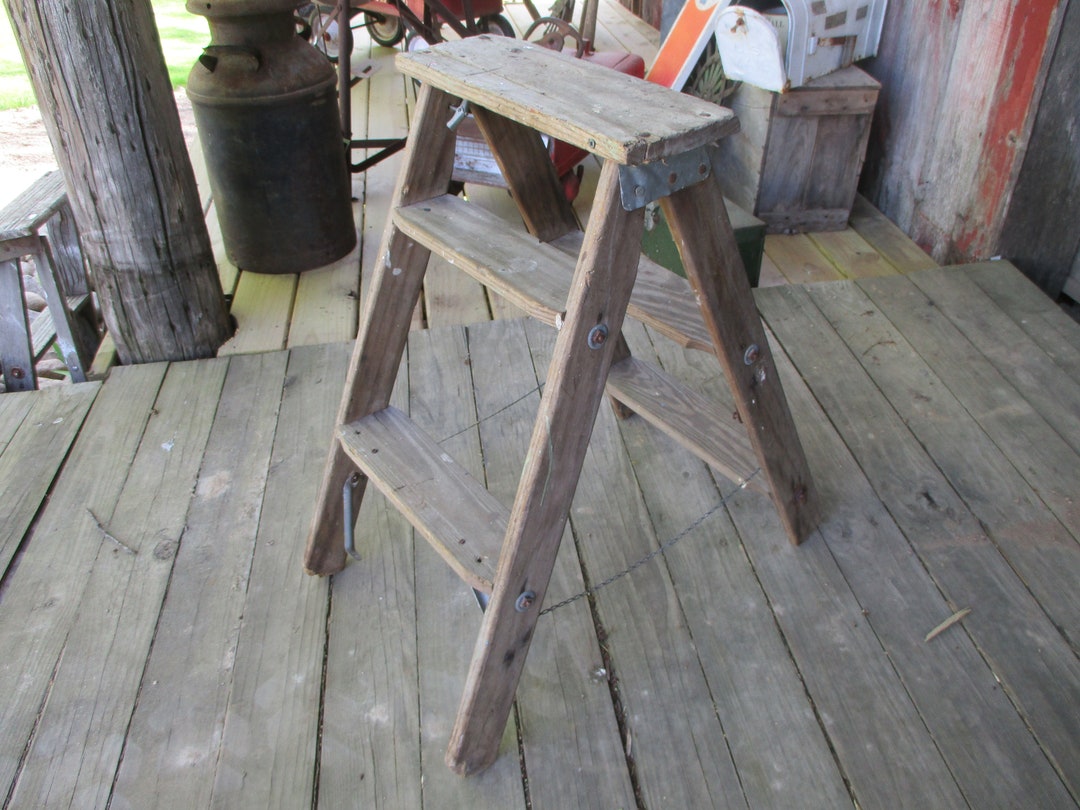 Wood Step Ladder,small Step Ladder,photo Prop,plant Stand,2 Sided Short ...