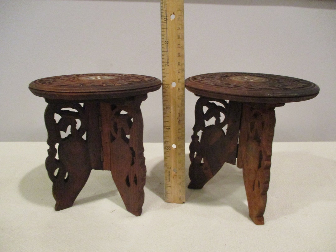 Set of Carved Wood Plant Standa,carved Plant Stand Made in India ...