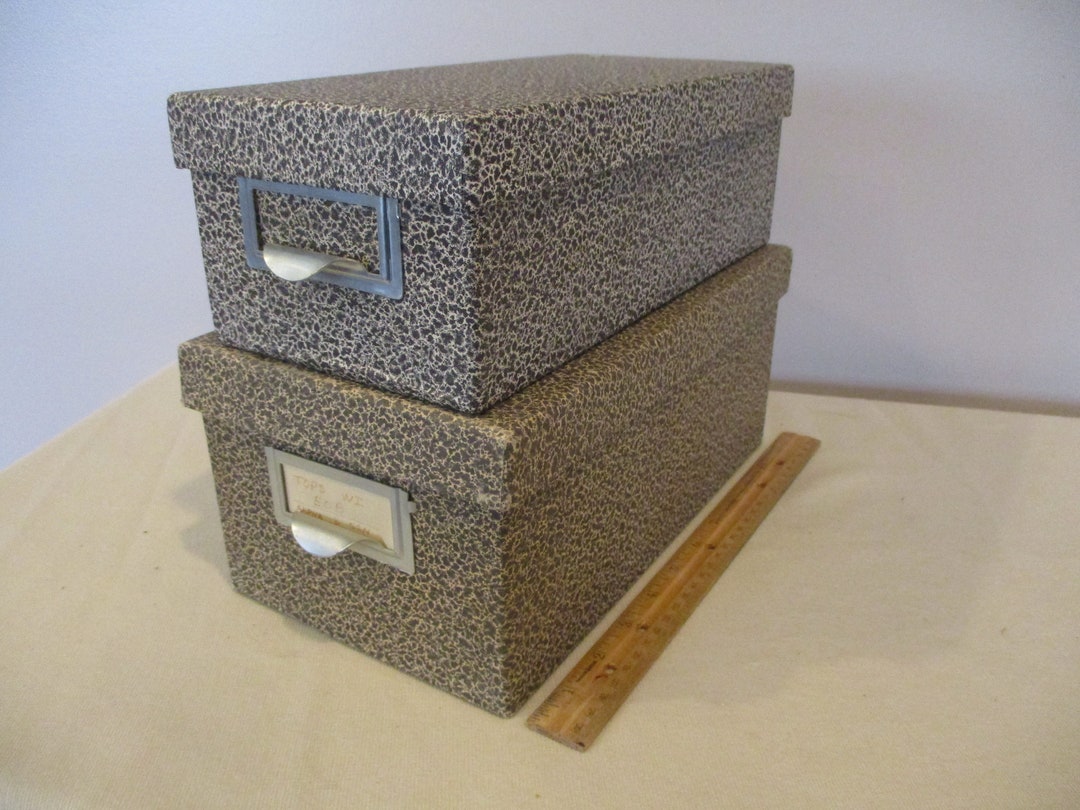 2 Black and White Index File Card Boxes,file Box,vintage Office Decor ...