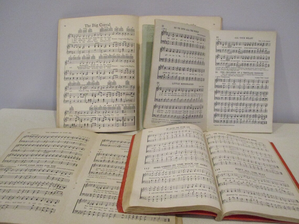 4 Vintage Songbooks for Children,cowboy Songs,old Songs,favorite Songs ...