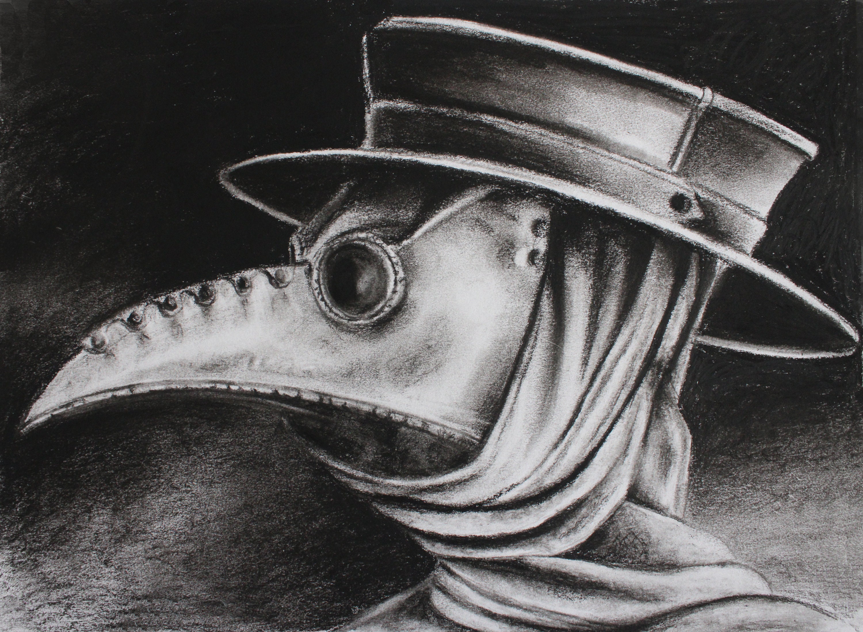 Death Mask Horror Drawing. A Bespoke Customised Original Black and ...