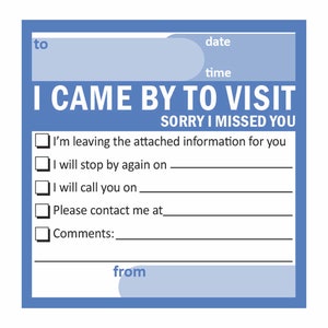 I Came by to Visit Sorry I Missed You Sticky Notes Adhesive Notepad (50 ...