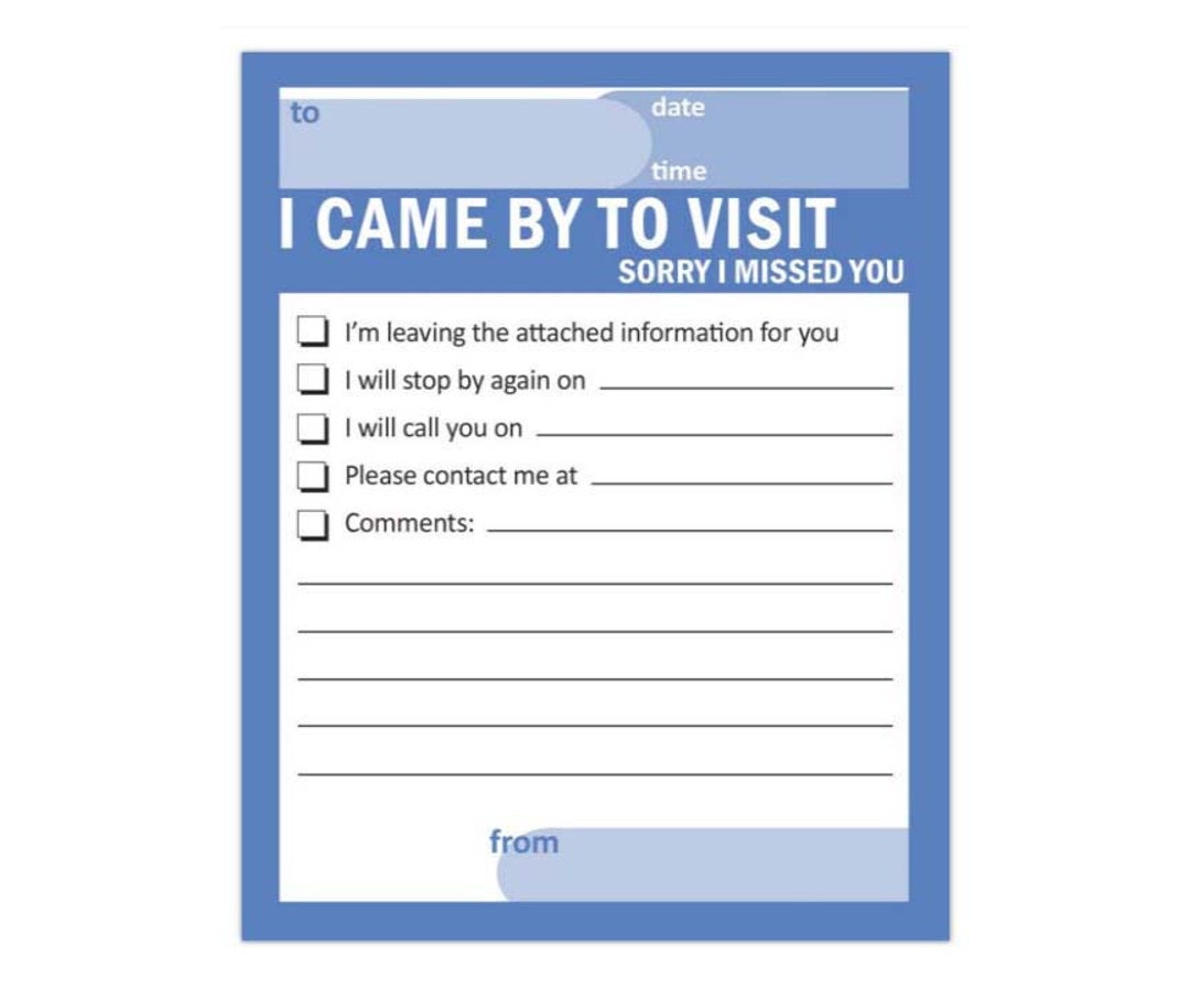 Sorry I Missed You Notepad: Return Visit Note Pad (4x5.5", 50 Sheets ...