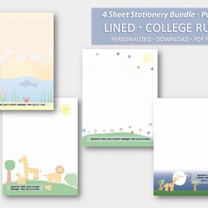 Lined & Unlined Personalized Printable Stationery | 12 Sheet Paradise ...