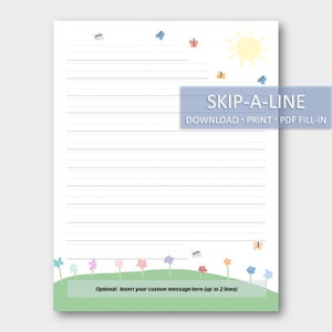 Children's Personalized Printable Stationery 3 Sheet Butterfly Paradise ...
