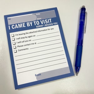 Sorry I Missed You Notepad: Return Visit Note Pad (4x5.5", 50 Sheets ...