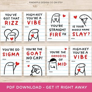 Tween Valentine's Day Cards Printable, Gen Alpha Slang, Funny Teen ...