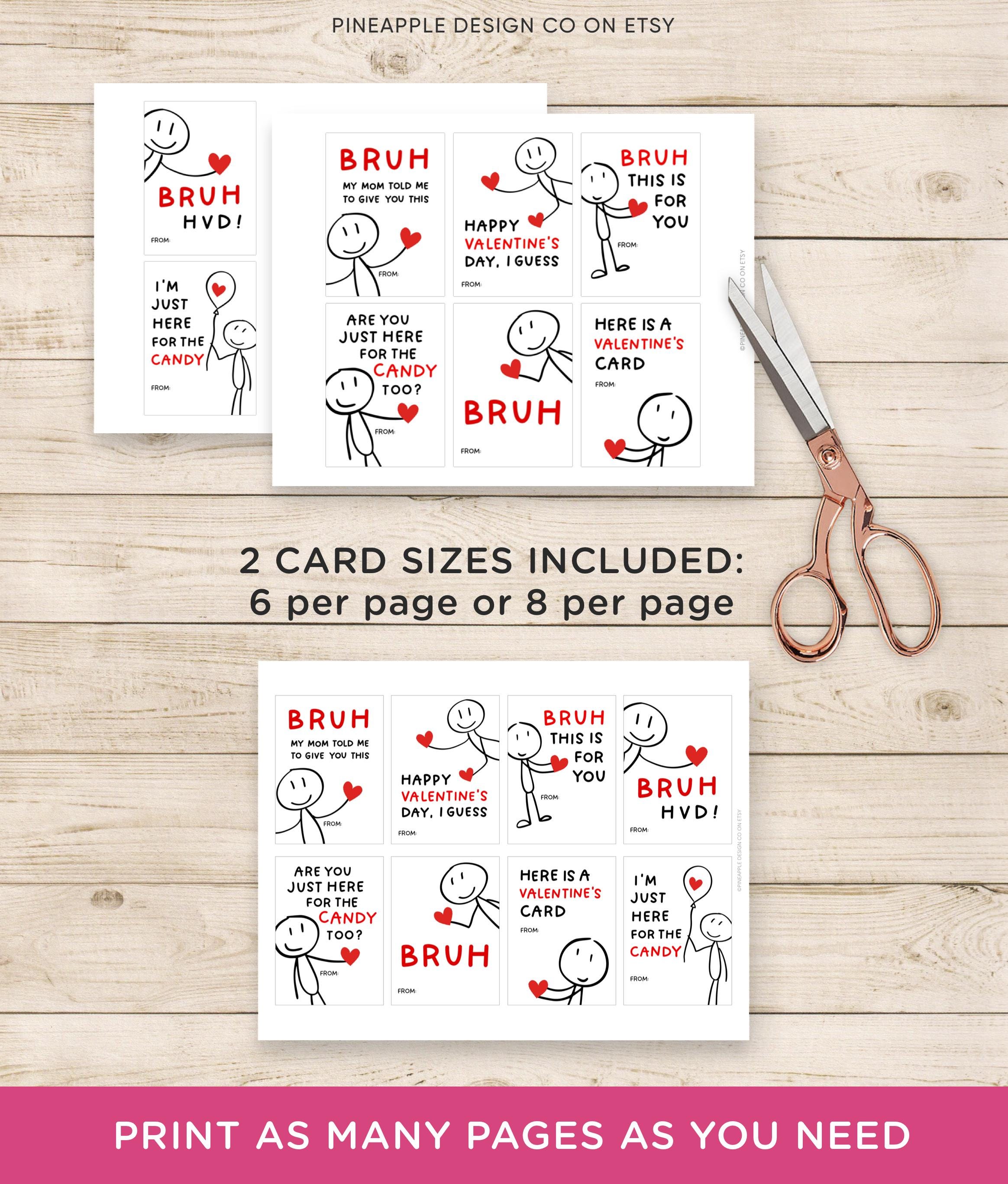 Bruh Valentines Cards, Funny Kids Valentine's Day Cards, Slang ...
