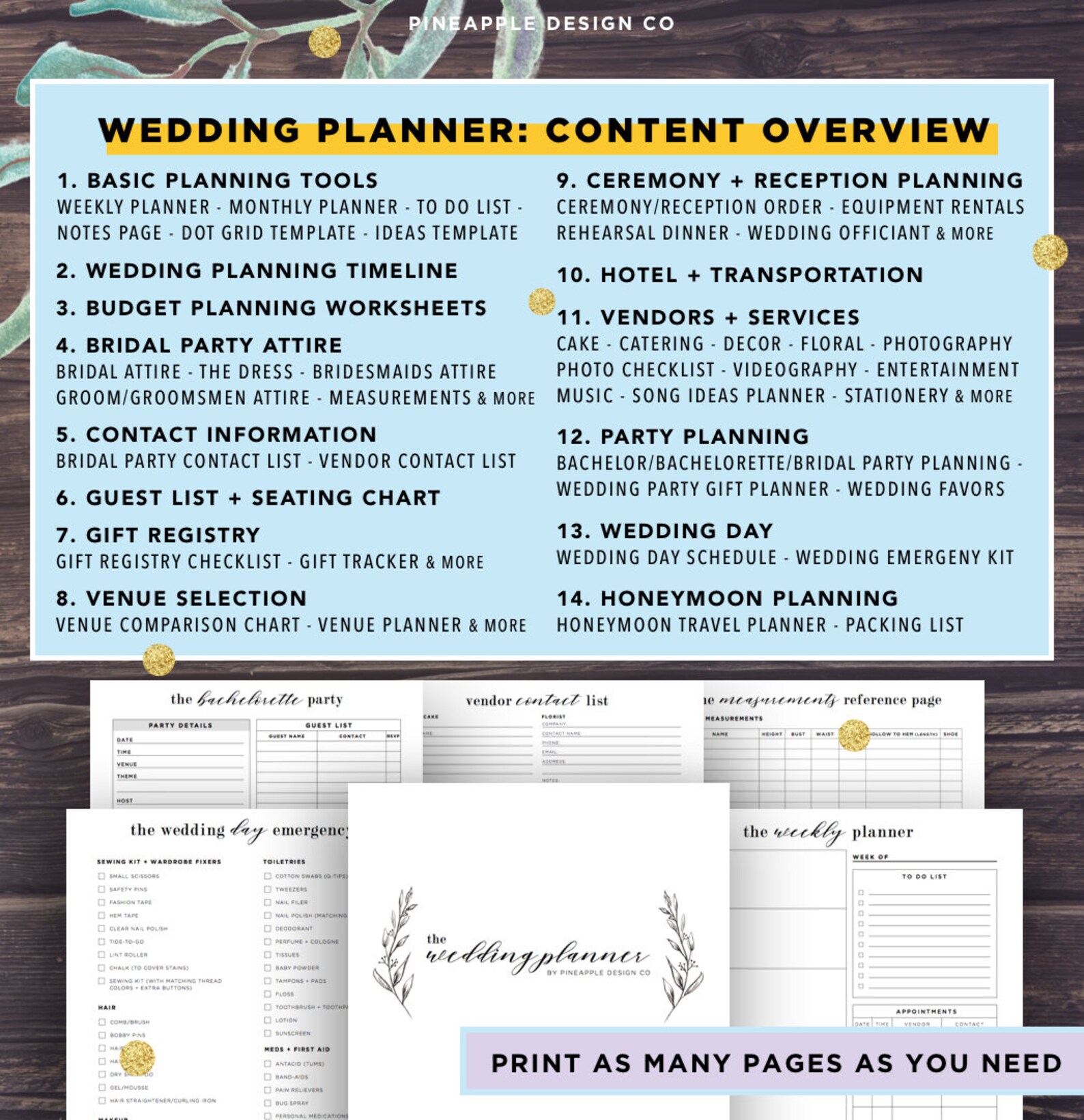 Wedding Planner Printable, Wedding Planning Book, Printable Wedding ...
