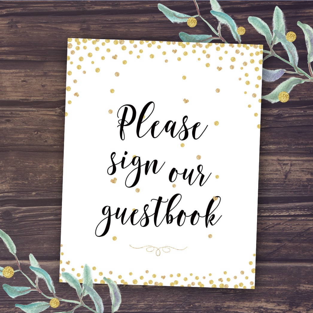 Please Sign Our Guestbook Printable Wedding Guest Book Sign | Etsy