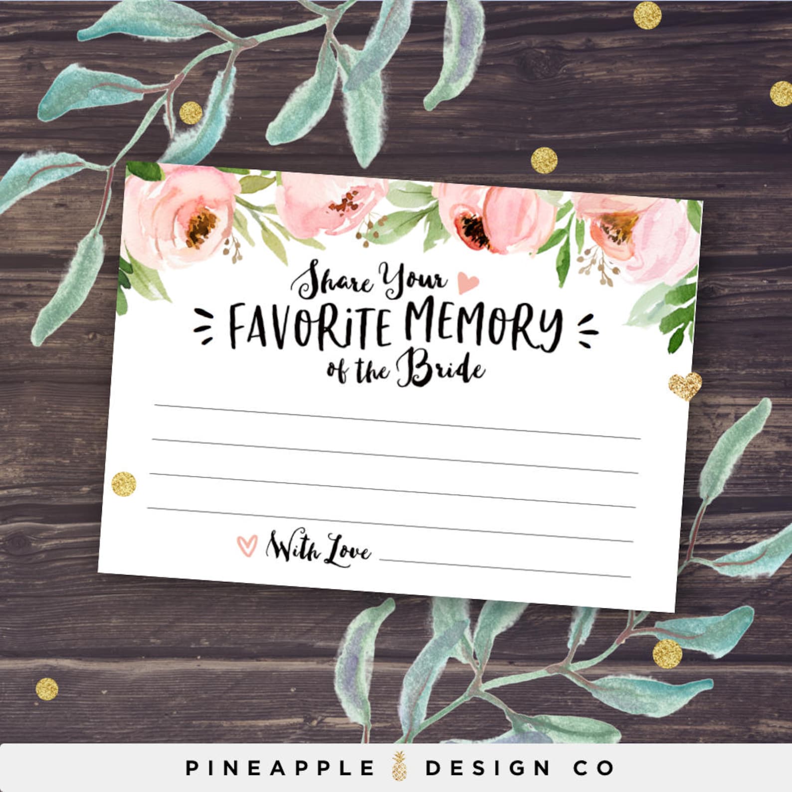 Favorite Memory of the Bride Cards Floral Bridal Shower - Etsy
