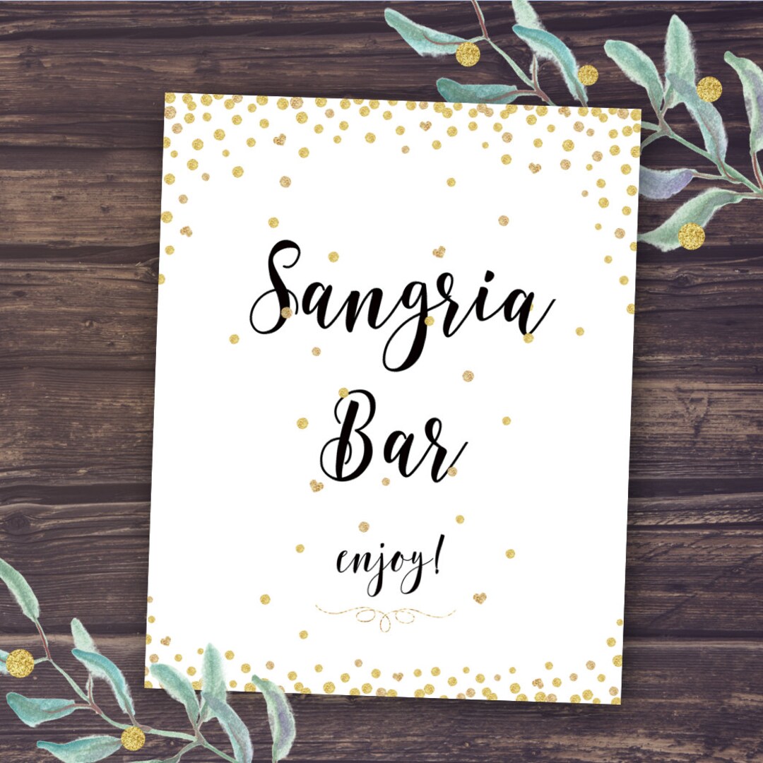 Sangria Bar Sign, Printable Sangria Drinks Table Sign, Wedding Decor ...