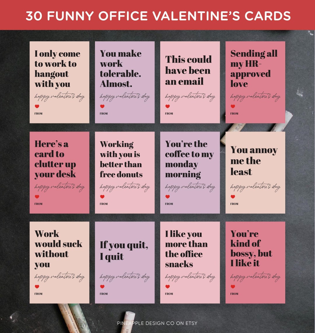 Funny Coworker Valentine's Day Cards, 30 Adult Valentines Cards for ...