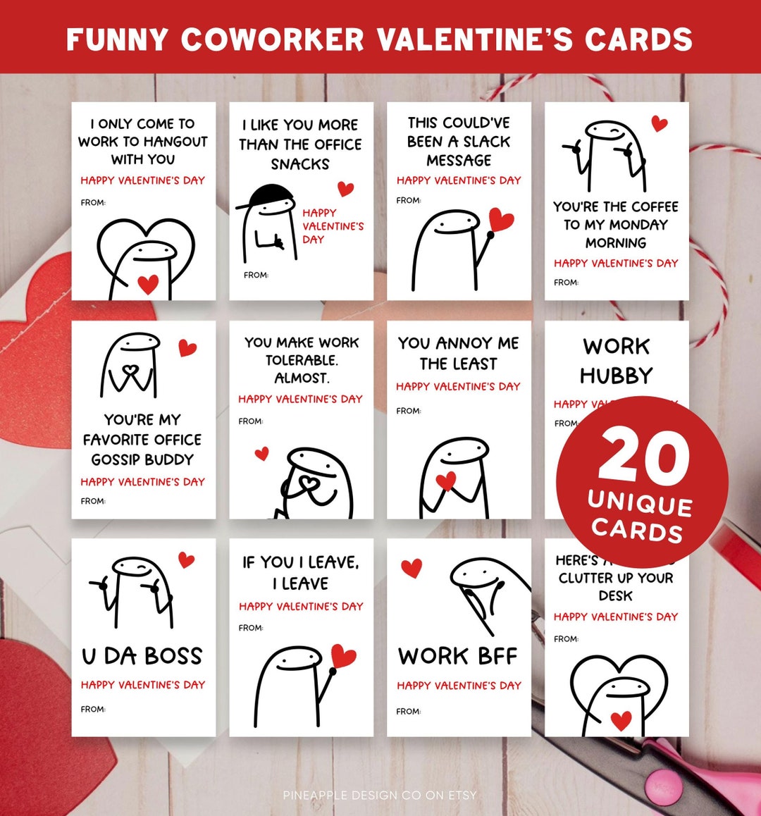 Funny Coworker Valentines Cards Printable, Office Valentine's Day, Work ...