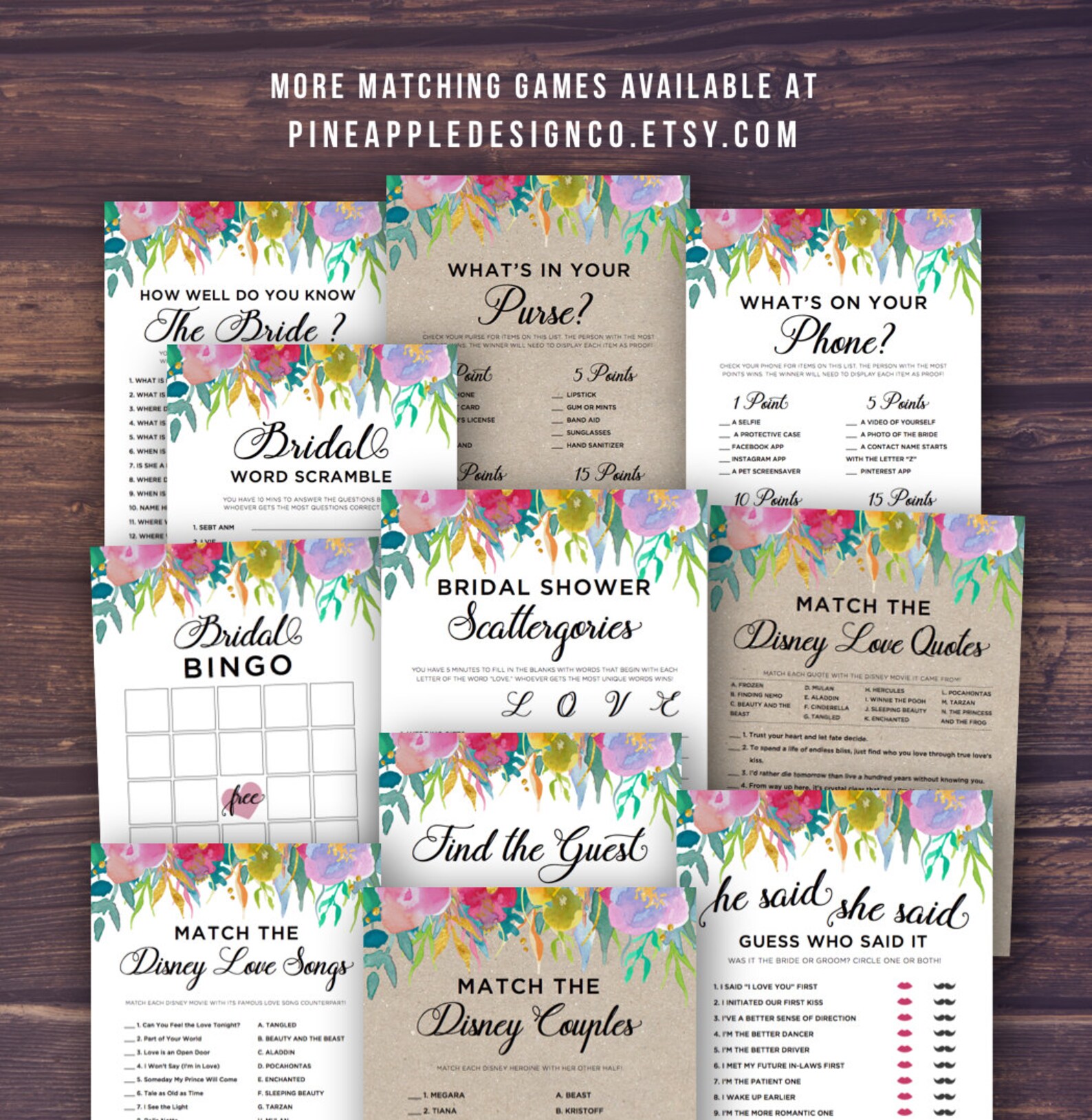 SALE Bridal Shower Games Package Printable Unique | Etsy