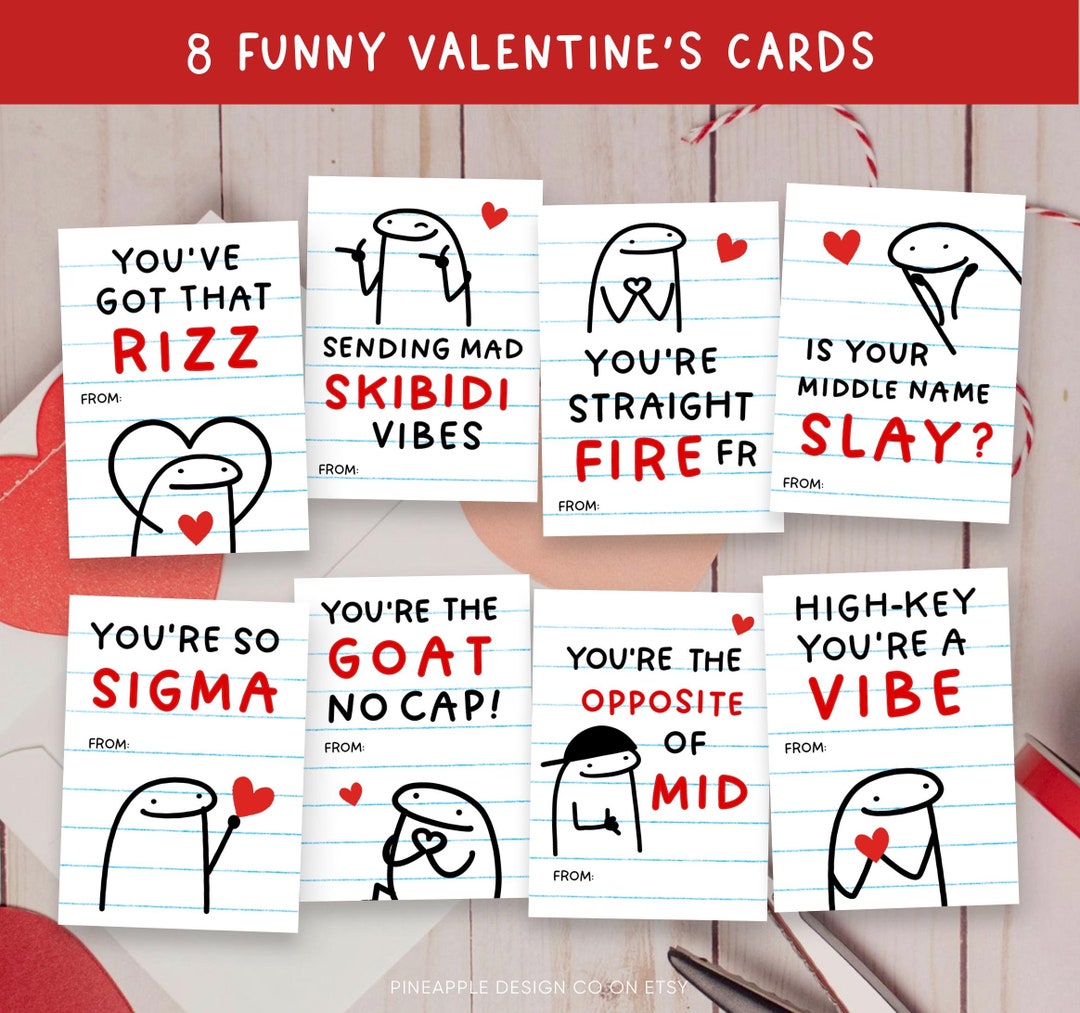 Tween Valentine's Day Cards Printable, Gen Alpha Slang, Funny Teen ...
