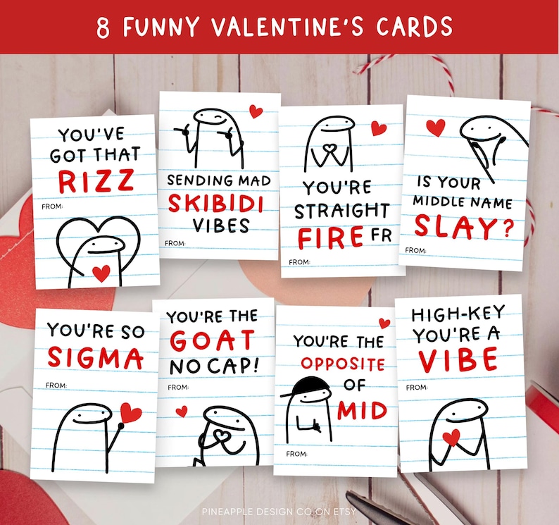 Tween Valentine's Day Cards Printable, Gen Alpha Slang, Funny Teen ...