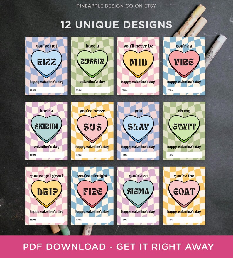 Candy Heart Valentine Printable, Older Kids Funny Valentine's Day Cards ...