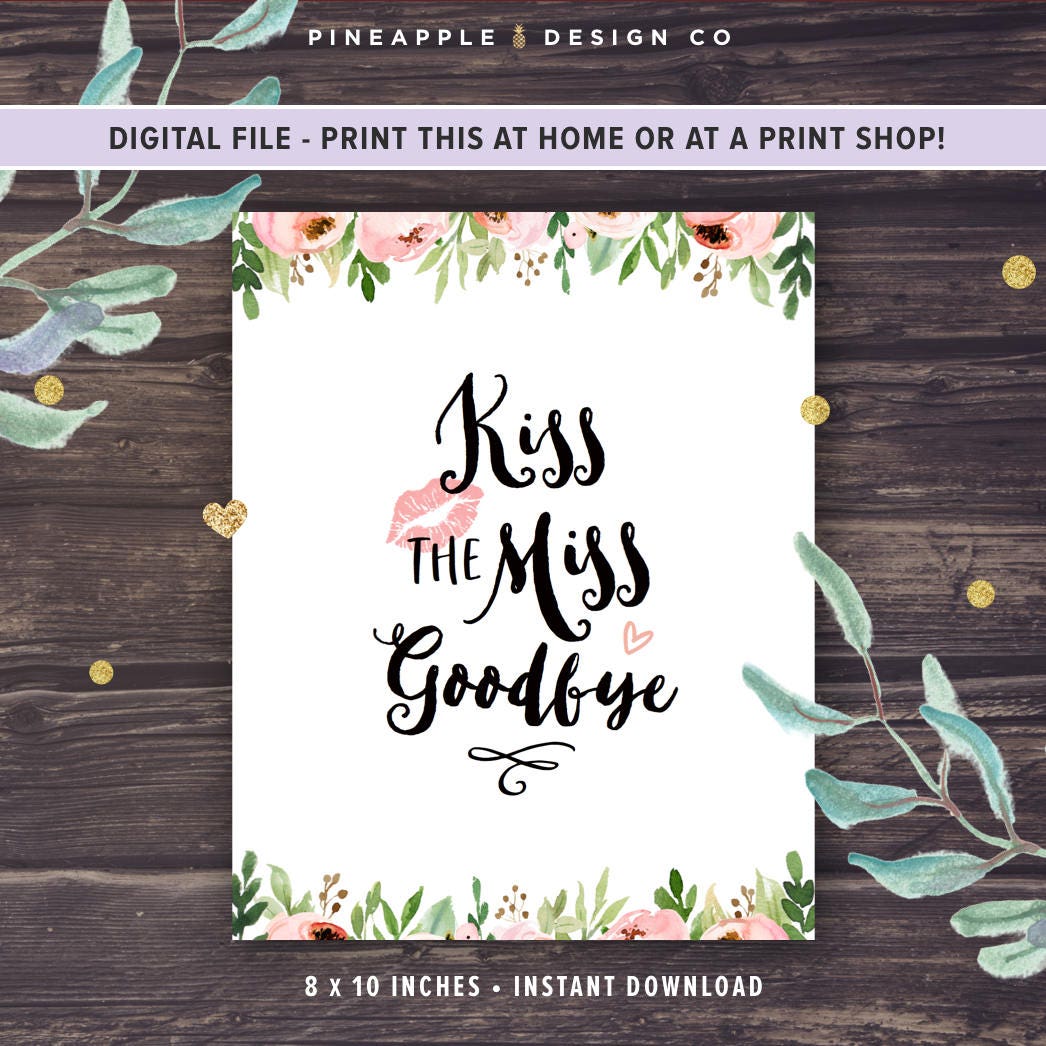 Kiss the Miss Goodbye Printable, Hen Party Game, Bachelorette Party ...