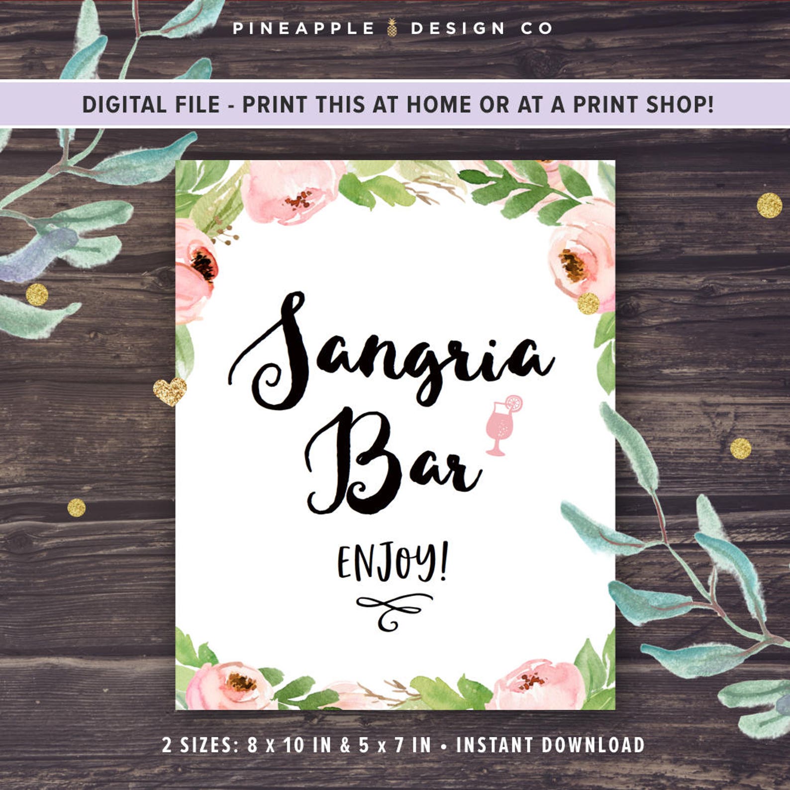 Sangria Bar Sign Printable Bridal Shower Signs and Decor - Etsy