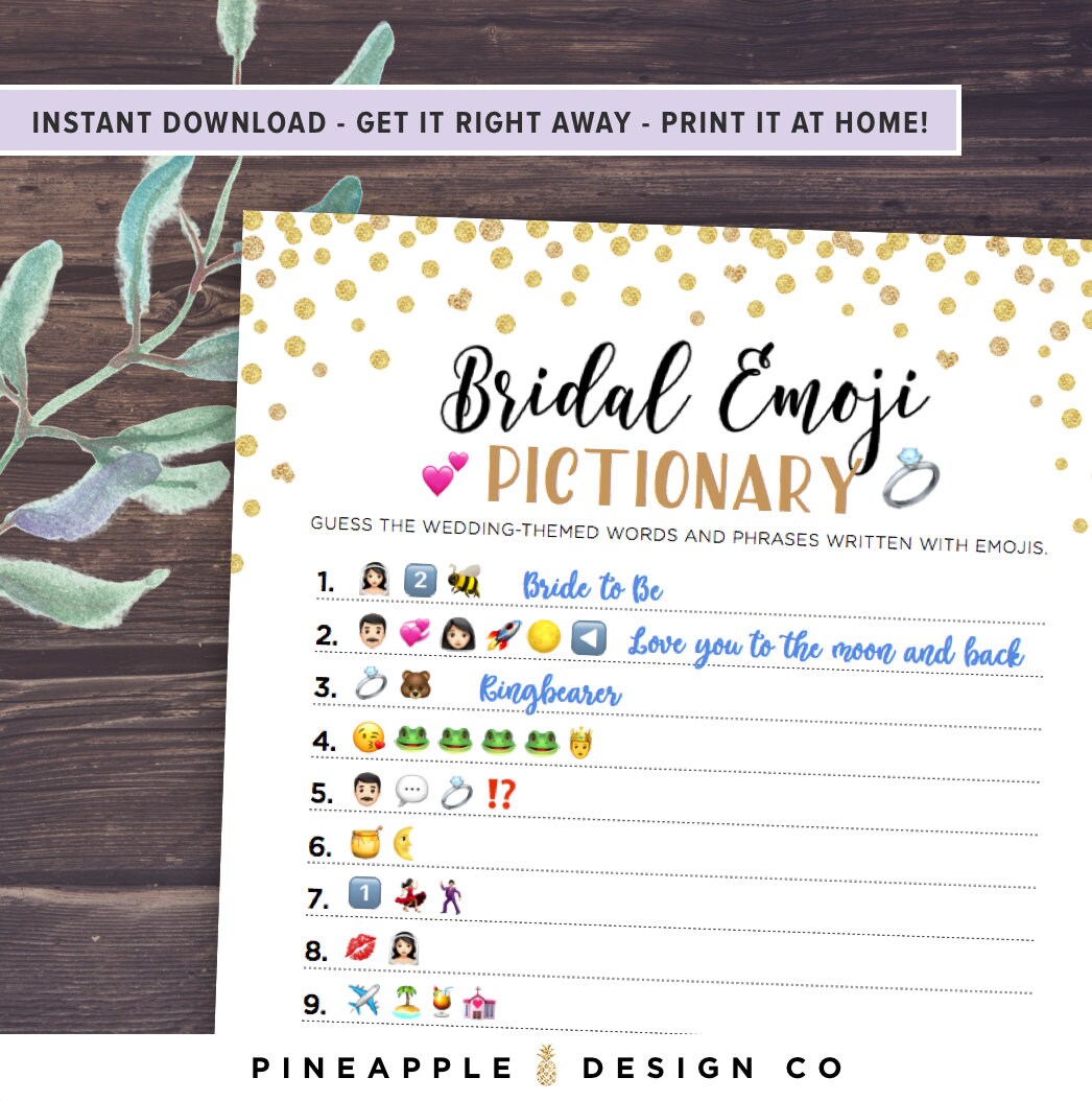 Bridal Emoji Pictionary Game With Answers Bridal Shower | Etsy UK