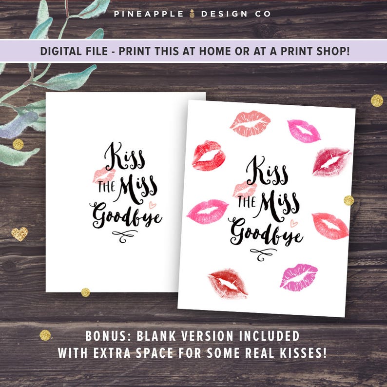 Kiss the Miss Goodbye Printable, Hen Party Game, Bachelorette Party ...