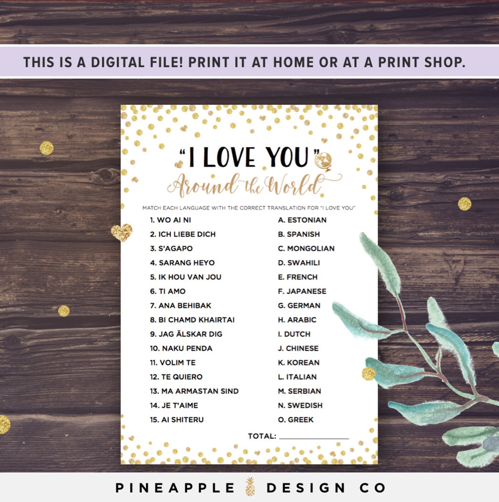 Bridal Shower Game I Love You Around The World Printable Etsy