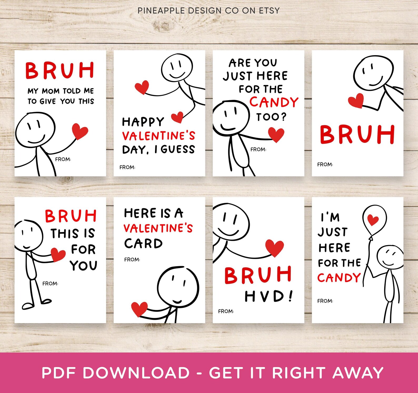 Bruh Valentines Cards, Funny Kids Valentine's Day Cards, Slang ...